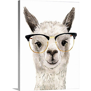 3 Piece Hip Llama Canvas Wall Art Print Set, Animal Home Decor