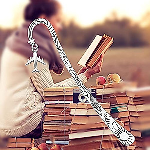 AKTAP Reading Lover Gift Airplane Bookmarks Book Gift for Travel Enthusiast Flight Attendant Book Jewelry Fly Safe Gift (Airplane Bookmarks)