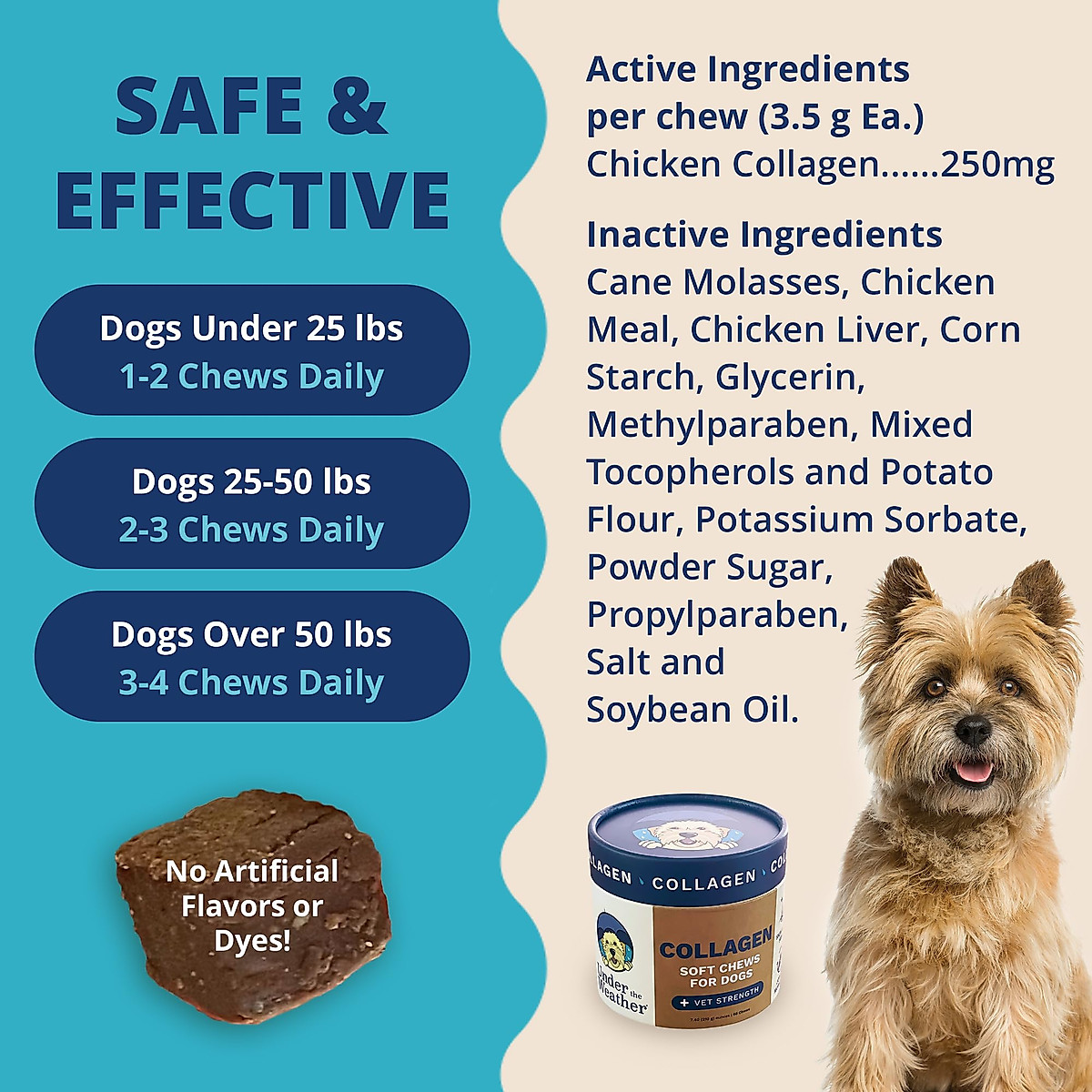 Under the Weather Collagen Chews for Dogs | Promotes Healthy Skin Coat and Stronger Hip & Joint | Improves Overall Mobility | Immunity and Anti-inflammatory Collagen for Dog Supplement | 60 Count