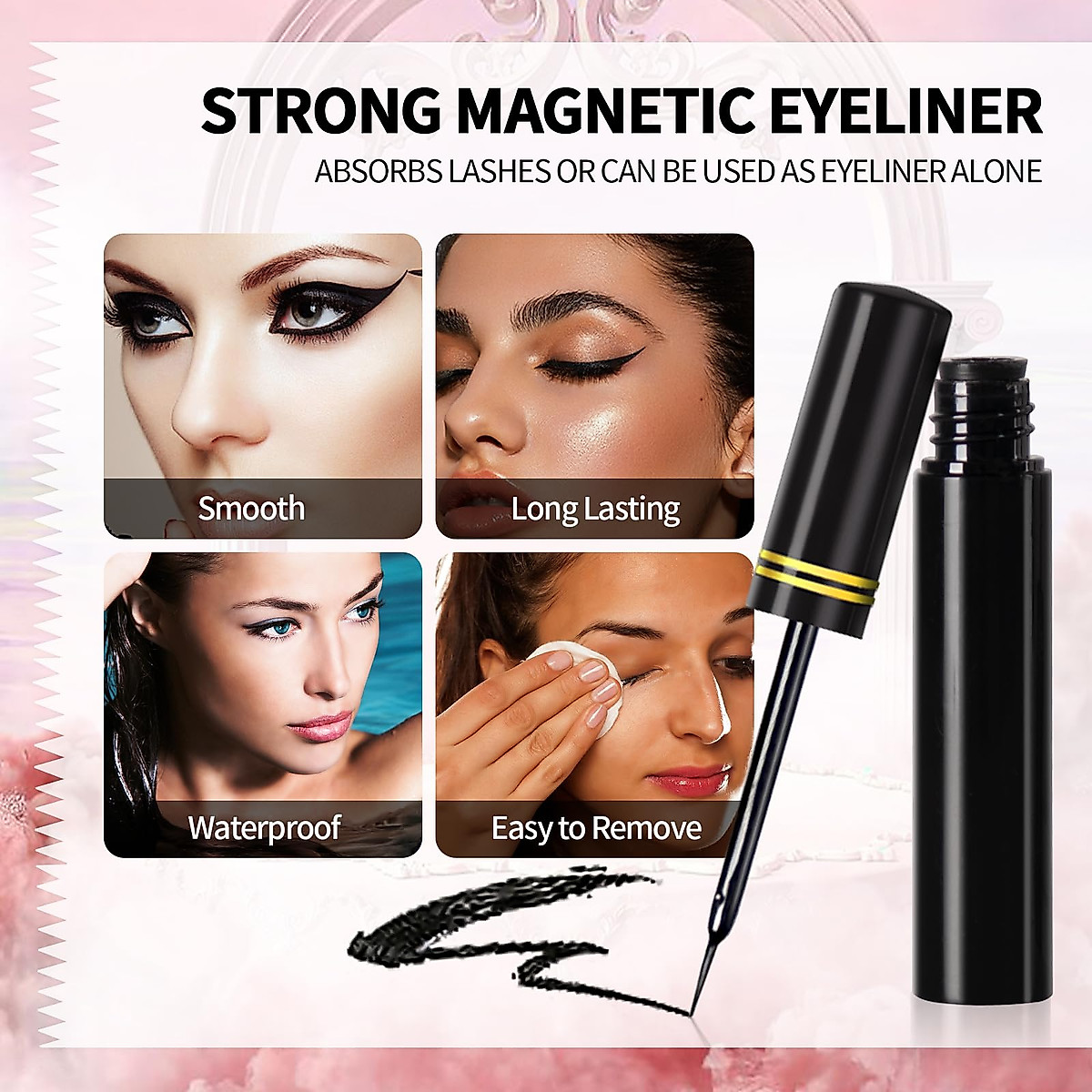 Magnetic Eyelashes Kit - Magnetic Lashes Natural Look From Natural to Gorgeous Styles, Reusable 3D Mink False Eyelashes with Magnetic Eyeliner and Tweezers Easy to Apply, No Glue Needed (12 Pairs)