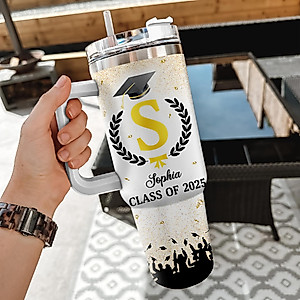 Hyturtle Personalized Graduation Tumbler Class Of 2025 - Graduation Gifts For Her - Best Congrats Grad Gifts For College High School Masters Degree - Custom Tumbler 40oz Stainless Steel Coffee Cup