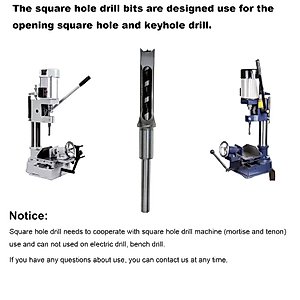Square Hole Mortise Chisel Drill Bit Tools, HSS Woodworking Hole Saw Mortising Chisel Drill Bit Set Twist Drill, Different Sizes 1/4" 5/16" 3/8" 1/2" 9/16" 5/8"(6pcs)