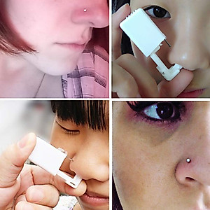 Silver Angel Nose Piercing Kit Gold Color 20G Nose Stud Disposable 16L Steel Needles Piercing Safety Self Body Piercing Kit Tool (1 Pack)