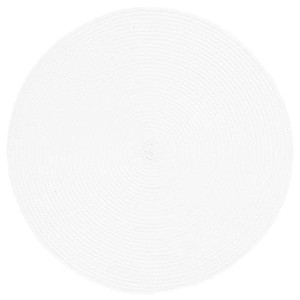 SAFAVIEH Braided Collection Area Rug - 5' Round, White, Handmade Country Farmhouse, Ideal for High Traffic Areas in Living Room, Bedroom (BRD403A)