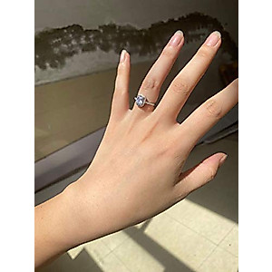 AVECON 2.3 Ct Cushion Cut Wedding Rings Cubic Zirconia Engagement Rings 925 Sterling Silver Halo Engagement Rings for Women Size 5