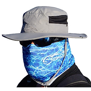 Fishoholic Fishing Face Mask Buff -3 Colors- UPF50+ Fishing Neck Gaiter Wind Dust Sun Protection Hunting Bandana (BlueH2OCamo)