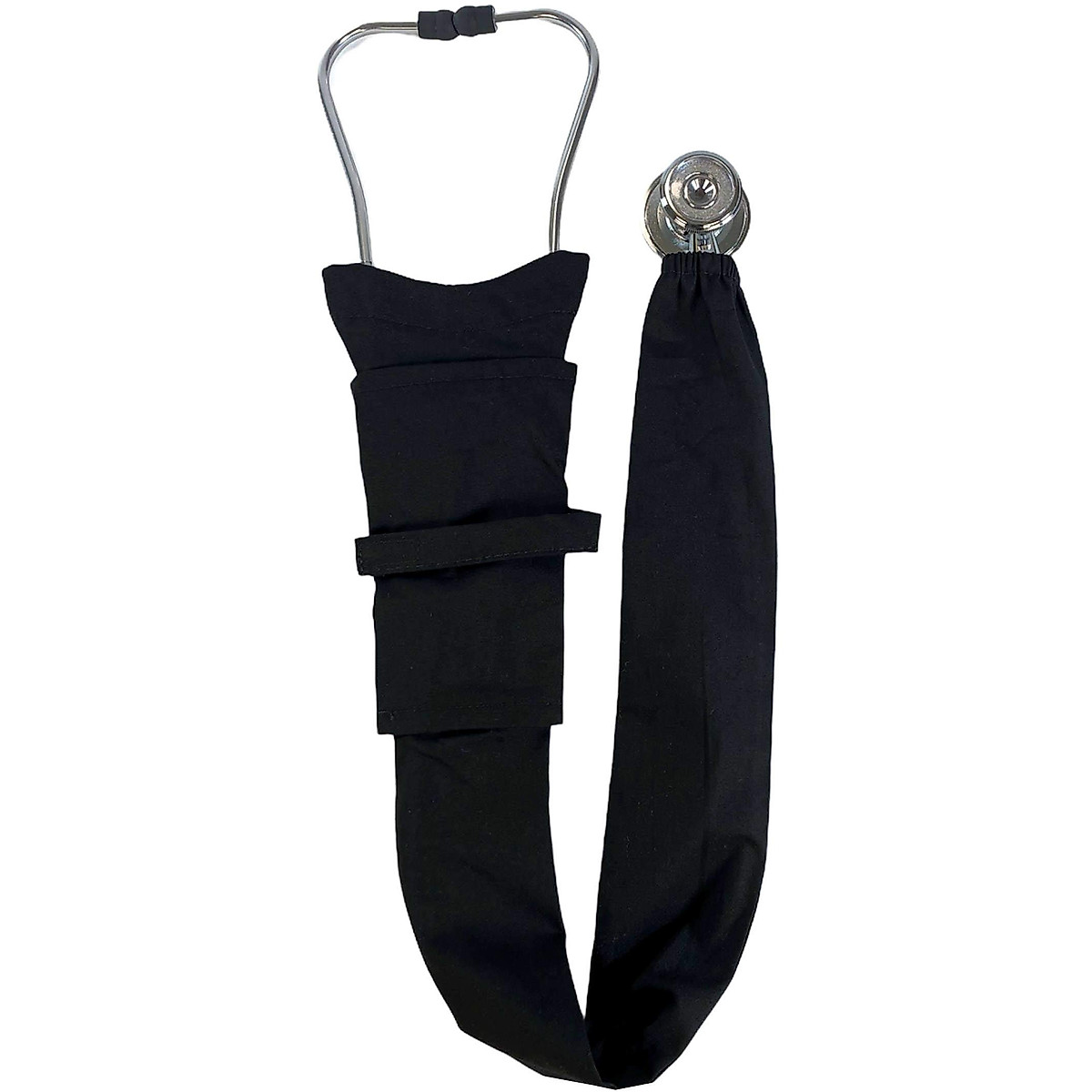Solid Black Sparkling EARTH Stethoscope Cover - 100% Cotton, Built-In Utility Pocket and Utility Strap - Made in the USA!