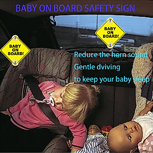 LGOUW 2Pc Baby On Board Signs Double Suction Cups, Car - Kids Sign in Sticker Child -Baby for Window Cling 5*5 inch