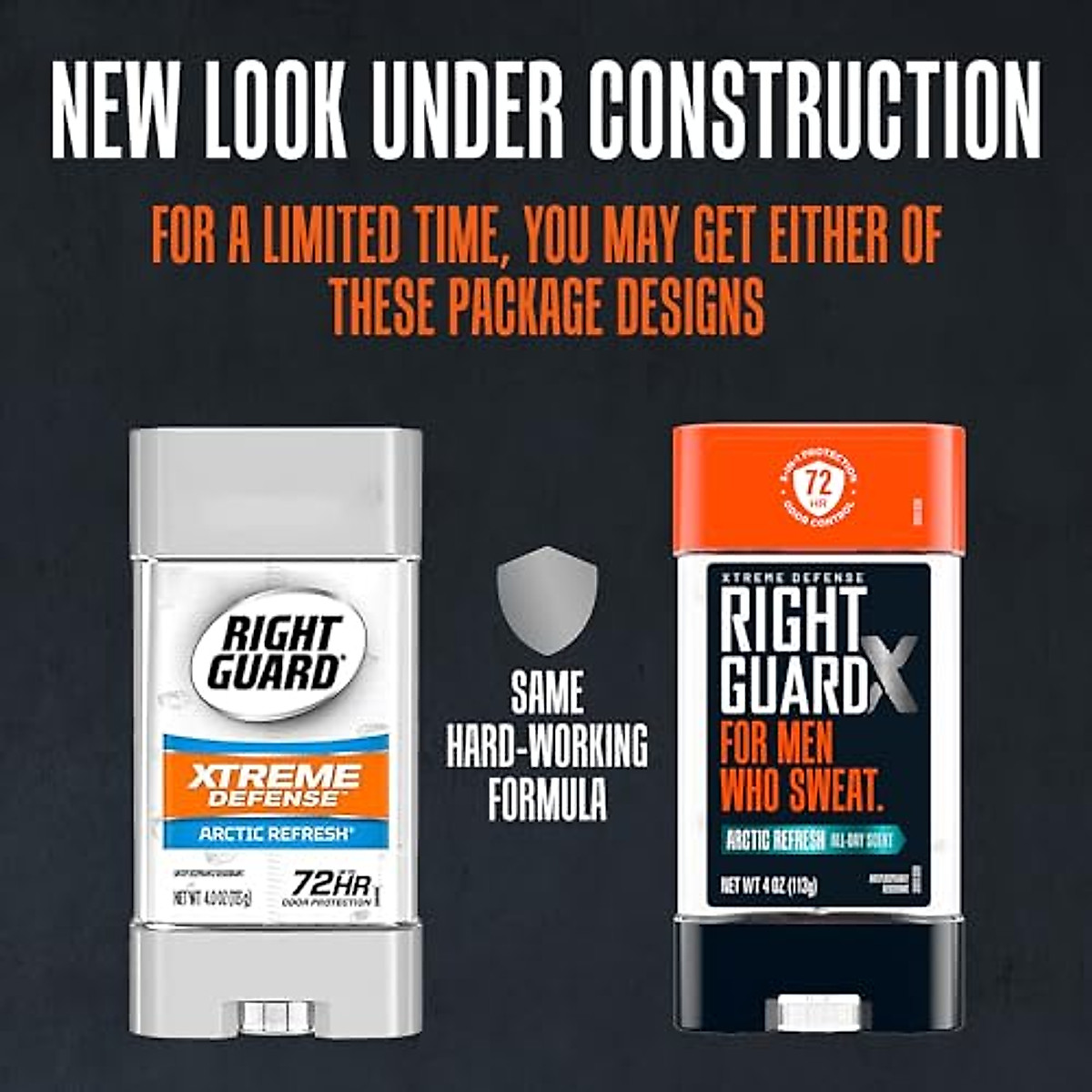 Right Guard Xtreme Defense Antiperspirant & Deodorant Gel | 5-in-1 Protection For Men | Blocks Sweat 2X Longer | 72-Hour Odor Control | Arctic Refresh Scent, 4 oz. (4 count)