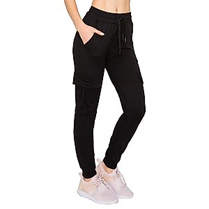 ALWAYS Cargo Jogger Pants for Women - Super Soft Casual Lounge Sweatpants Black M