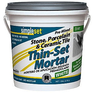 Simple Set STTSW1-2 1 Gallon White Pre-Mixed Tile & Stone Thin-Set Mortar
