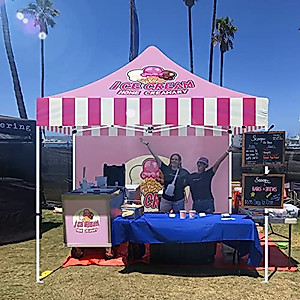 ABLEM8CANOPY Custom Canopy Tent 10x10 with Logo, Personalized Pop Up Canopy Tent with Optional Walls for Business Events, Trade Shows, Farmers Market, Roller Bag Included(ICE Cream)