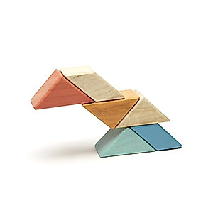 6 Piece Tegu Pocket Pouch Prism Magnetic Wooden Block Set, Sunset