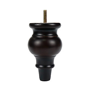 LC LICTOP Eucalyptus Wood Furniture Legs Wood Sofa Legs Replacement Round Gourd Wooden Turned Feet with Caster Wheels Height 120mm/4.72", 4PCS