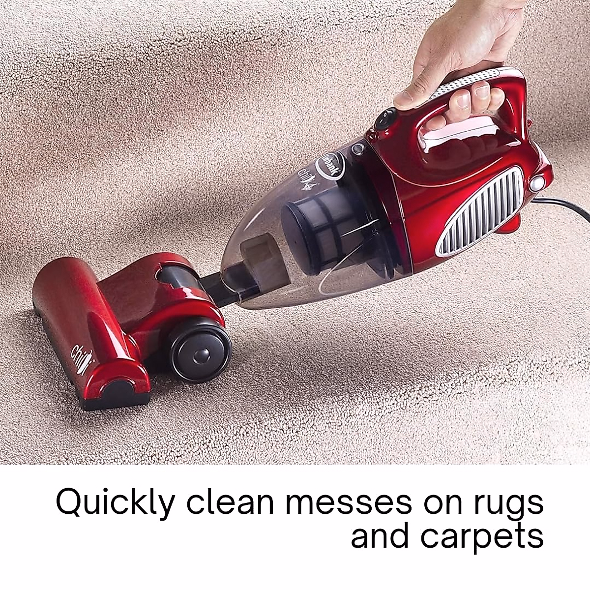 Ewbank Chilli 4 Cyclonic Combination Upright Stick and Handheld Vacuum Cleaner for Hard Floors and Carpet with HEPA Filter, Compact, Red, 6 lb