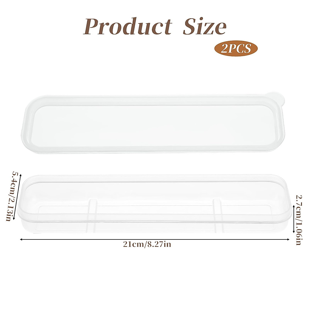 2Pcs Simple Utensil Holder with Lid, Portable Travel Tableware Storage Box Case for 8in Cutlery Flatware, Foldable Plastic Silverware Holder Travel Chopstick Case Spoon Case Fork Holder for Lunch Box