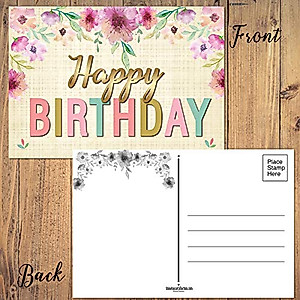 Stonehouse Collection | 50 Happy Birthday Postcards - 5 Birthday Designs | Elegant Design & Beautiful | Great for Friends, Family, Neighbors & Colleagues | Size: 4" x 6" | Bulk Birthday Postcards (Rustic Variety)
