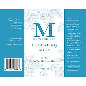 Martine: Pure & Simple Facial Mist Spray to Hydrate, Tone, and Soften Skin, Setting Spray Made With Double Helix Water. (4 oz)