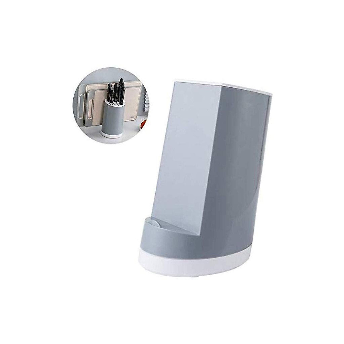 CUJUX Kitchen Utensil Holder Set with Knife Block without Knives, Large Kitchen Tools Flatware Holder Organized Utensil Drying Cylinder, White