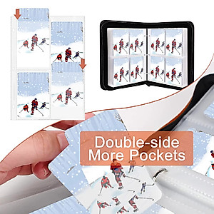 Hockey Card Binder,4-Pocket Trading Card Binder with 400 Card Sleeves,Portable Cards Album Case for Cards Collection Baseball Football Hockey Basketball Sports Cards (400 Pocket Hockey)