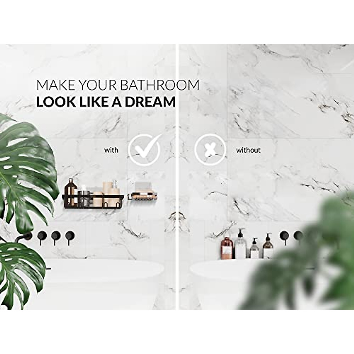 Bohemio Trends Shower Shelf - Premium Shower Caddy for Shower Organization - Adhesive Shower Rack - Stainless Steel Restroom Organizer - Pack of Two