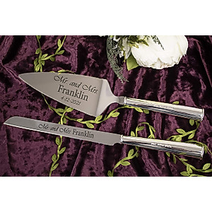 Kate Spade Bridal Darling Point Personalized Wedding Cake Knife and Server Set, Custom Engraved Wedding Cake Cutting Set, Accessories and Gifts for the Bride and Groom