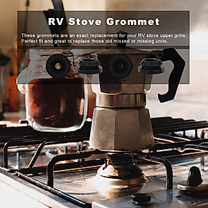 8pcs RV Stove Top Grommets, RV Stove Grommet Kit for Magic Chef and for Atwood Stove Grates Black Rubber Grommet for RV Stove-Effectively Reduce Scratches