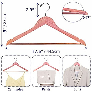 Amber Home American Red Cedar Hangers 30 Pack, Smooth Finish Wood Coat Hangers for Suit Shirt, Aromatic Cedar Clothes Hangers with Swivel Hook & Notches for Dress, Jacket, Pants (Cedar,30)