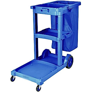 generic Serving Trolley Storage Trolley for Hotel Cleaning Tool Car Hospital Service Cart Linen Truck (Blue)