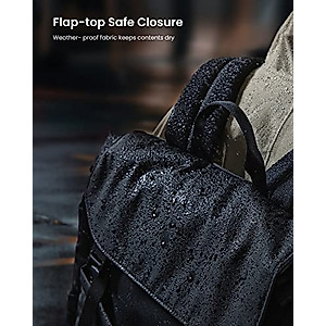 tomtoc Flap Laptop Backpack, Lightweight, Water-Resistant College Travel Casual Daypack, Slim Durable Work-pack Rucksack for 13-16 Inch MacBook Laptop, Large Capacity, 18L, Black