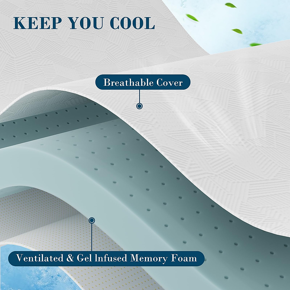 3 Inch Queen Memory Foam Mattress Topper, Cooling Gel Bed Topper with Removable Cover, Soft & Pain Relief & Breathable, CertiPUR-US & Oeko-Tex Certified