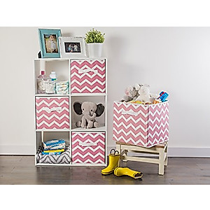 DII Non Woven Polyester Storage Bin, Chevron, Rose, Small Set of 2