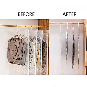 5PCS Vacuum Storage Bags, Hanging Vacuum Storage Bags, Space Saver Vacuum Storage Bags, Large Vacuum Storage Bags for Dresses, Coats, Down Jackets and Other Clothes