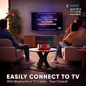 MASINGO Karaoke Machine for Adults and Kids with 2 Wireless Microphones, Portable Bluetooth Singing Speaker, Colorful LED Lights, PA System, Lyrics Display Phone Holder, and TV Cable. Presto G2 Pink