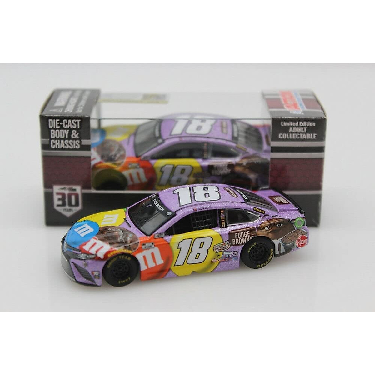 Action Racing 2021 Kyle Busch #18 Fudge Brownie 1/64th Scale Diecast Car Measures 3" L x 1" W x 1" Tall Labelled Limited Edition Adult collectable