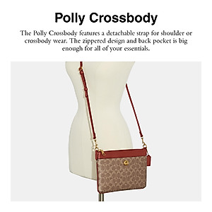 COACH Coated Canvas Signature Polly Crossbody, Tan Rust