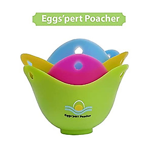 Trenton Gifts Eggs'pert Egg Poacher | Set of 4 | Silicone Egg Poachers for Microwave or Stovetop | BPA Free