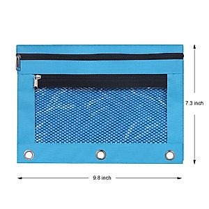 Pencil Pouches, Zipper Binder Pencil Pouch Pen Case With 3 Holes, 3 Ring Zippered Pocket Pencil Pouch for School Office