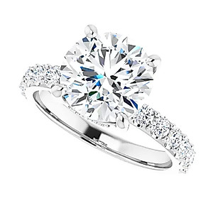 JEWELERYIUM 3 CT Round Cut Colorless Moissanite Engagement Ring, Wedding/Bridal Ring Set, Solitaire Halo Style, Solid Sterling Silver Vintage Antique Anniversary Promise Ring Gift for Her (9.5)