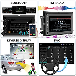 Podofo Android Car Stereo for Ford F150 F250 F350 Fusion Edge Explorer Taurus Freestar, 7 inch Touch Screen Bluetooth Radio with GPS Navigation Support FM/RDS SWC USB Mirrorlink Backup Camera