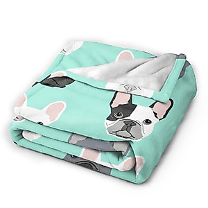 French Bulldog Dog Blanket Soft Cozy Flannel Throw Blankets Lightweight Warm Bed Throws Plush for Couch Sofa Camping Office Travel Home Bedroom Decor Girls Boys Kids Gifts, 50"x40"