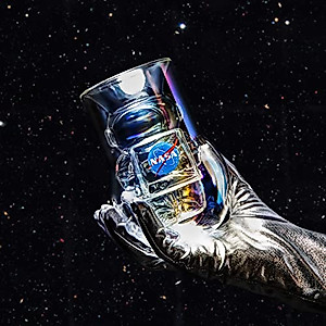 NASA Astronaut Glasses, Double Wall Iridescent Drinkware with NASA symbol and Artemis patch, Unique and Fun Gift for Space Enthusiasts, Keeps Drinks Cold Longer, 7 oz Capacity, Set of 2