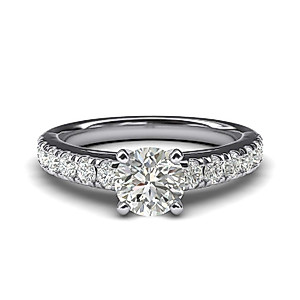 Women's Sterling Silver 1CT Classic 4-Prong Simulated Round Cut Diamond Solitaire Engagement Ring Large Side Stones (7)