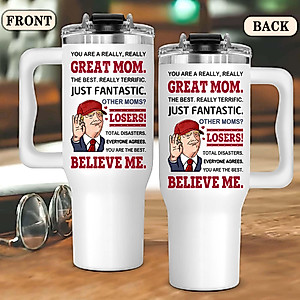 LOTWATEGO Mom Gifts - Christmas Gifts For Mom - Mothers Day Mug - Mother Mug Gifts for Mom from Daughter Son - Mom Birthday Gifts - New Mom Gifts for Women - You're A Great Mom Tumbler With Handle