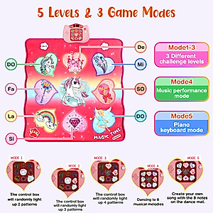 Beginreally Dance Mat for Girls, Electronic Music Dance Pad with Adjustable Volume, Dancing Games with LED Score Screen, 5 Game Modes, Christmas Birthday Gifts Toys for Age 3 4 5 6 7+ Year Old Girls