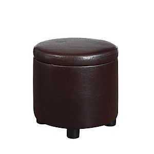 Designs4Comfort Round Accent Storage Ottoman with Reversible Tray Lid