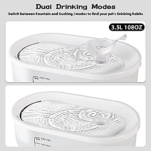 Battery Operated Cat Water Fountain, WHDPETS Automatic Pet Water Fountain with Wireless Pump, 108oz/3.5L Dog Water Dispenser for Cats, Dogs, Multiple Pets Inside or Outdoor