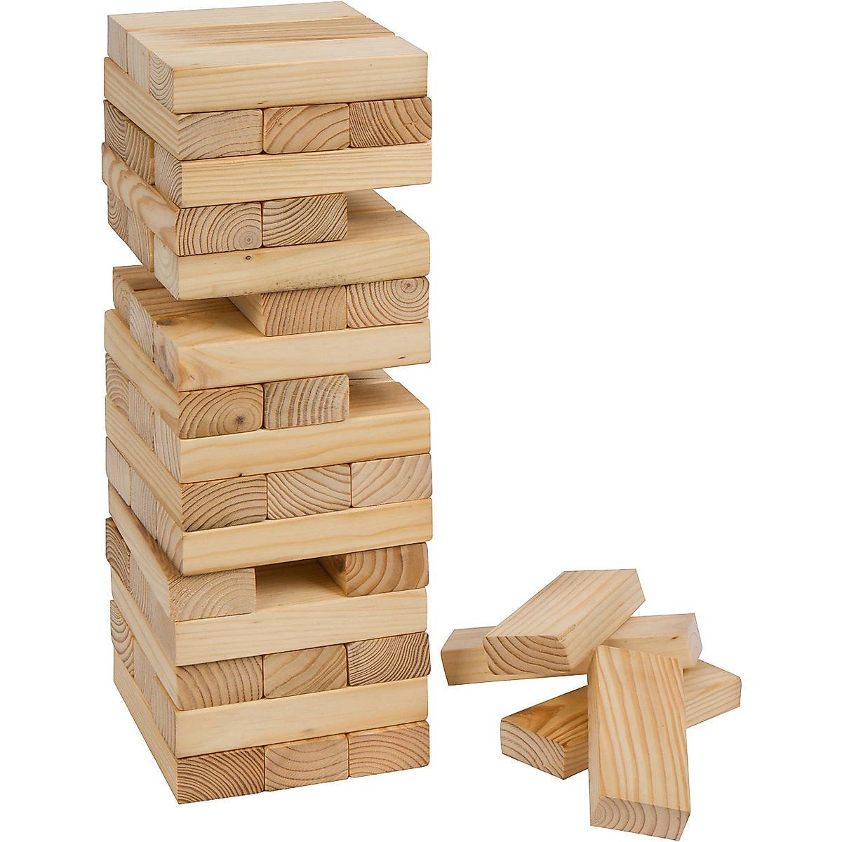 Trademark Innovations 1.5' Tall Giant Wooden Stacking Puzzle Game with Carry Case (48-Piece)