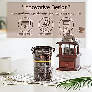 PUZZLE LOCK Adjustable Coffee Canister - Airtight Storage Container for Coffee Beans and Grounds, Tea, Spice (12.7oz, Medium)