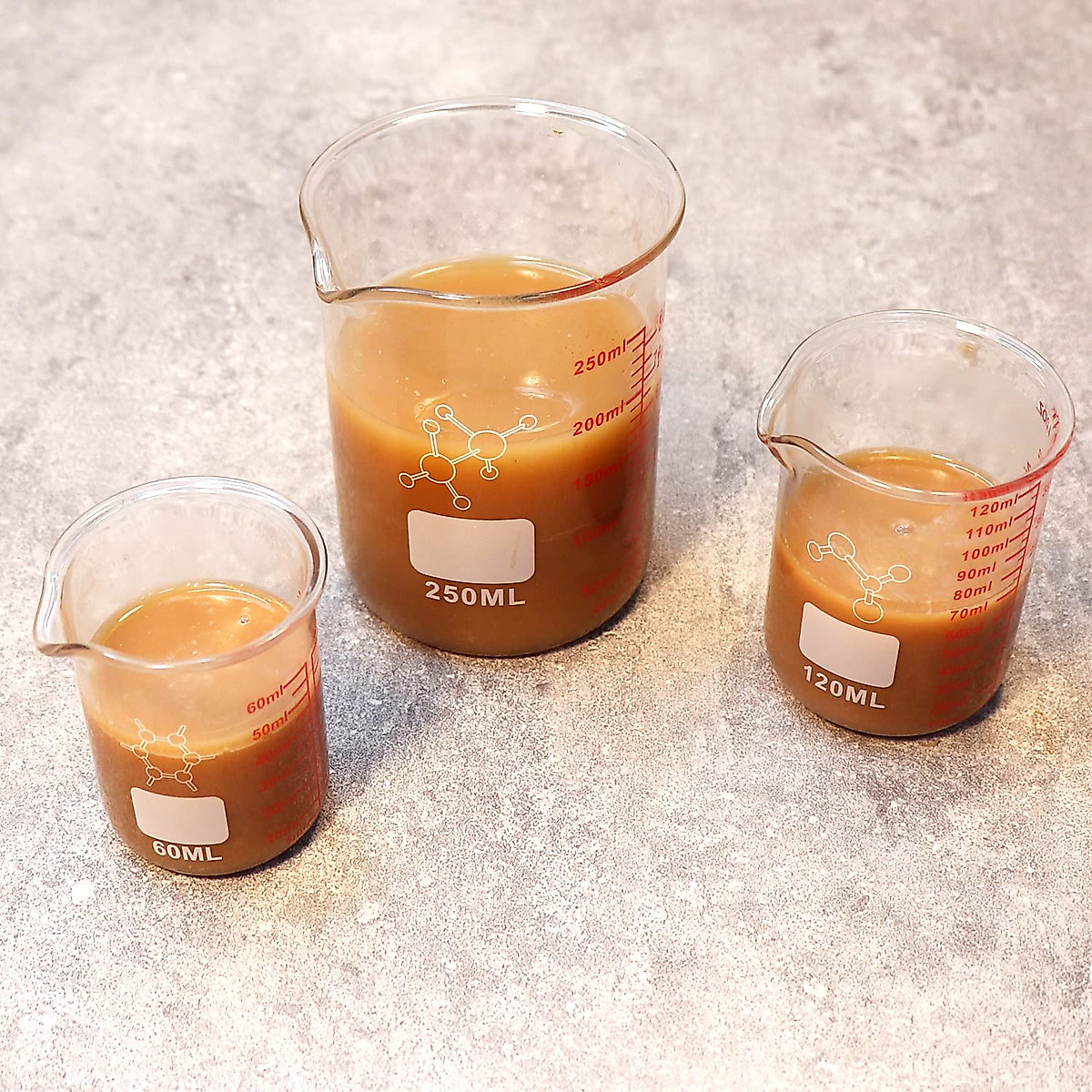 High Borosilicate Glass Measuring Cup Set-V-Shaped Spout，Includes 60ml(2OZ), 120ml(4OZ), and 250ml(8OZ) Glass Measuring Beaker for Kitchen or Restaurant, Easy to Read